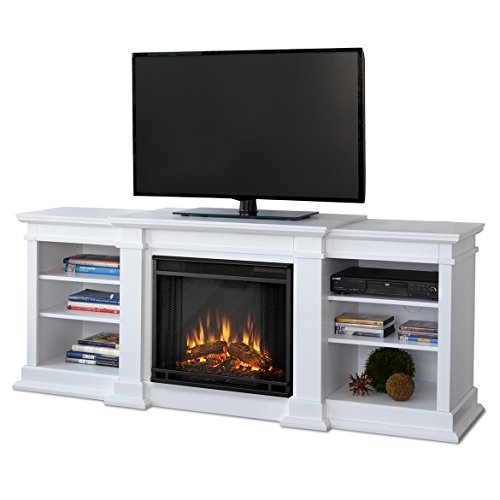 Real Flame G1200E-W Unit G1200E Fresno Entertainment with Electric Fireplace, Large, White