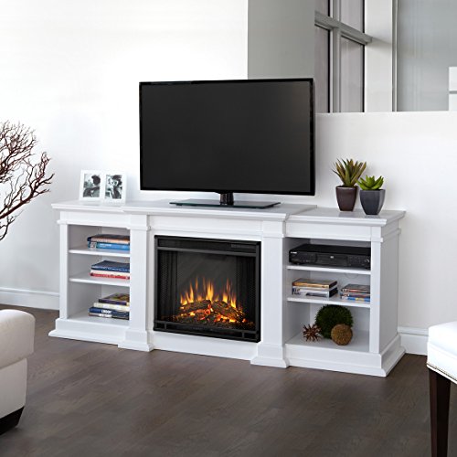 Real Flame G1200E-W Unit G1200E Fresno Entertainment with Electric Fireplace, Large, White