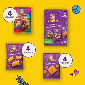 Annie's Organic Variety Pack, Cheddar Bunnies, Bunny Grahams and Cheddar Squares, 12 Pouches, 11 oz