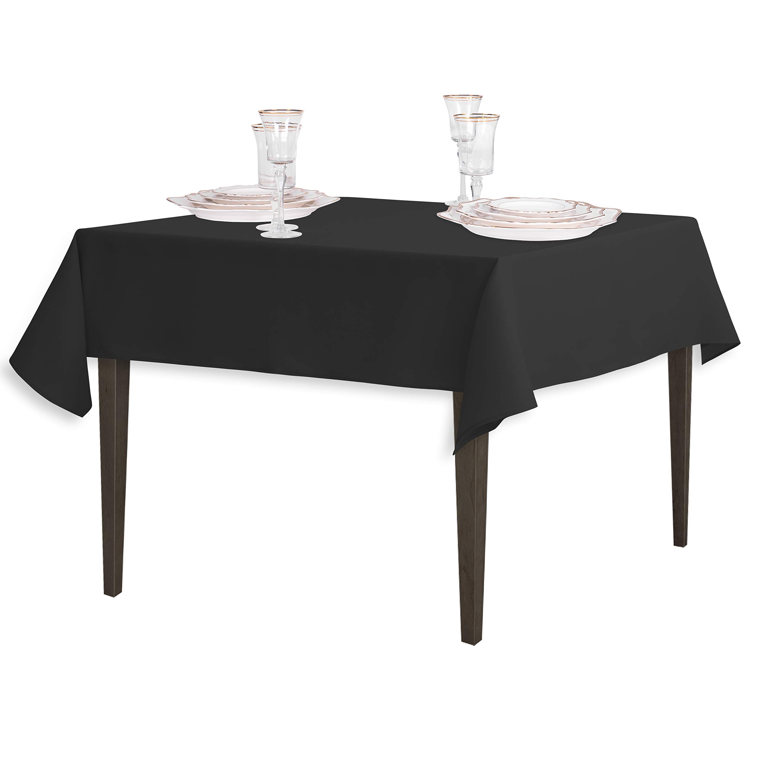 LinenTablecloth 54-Inch Square Polyester Tablecloth Black