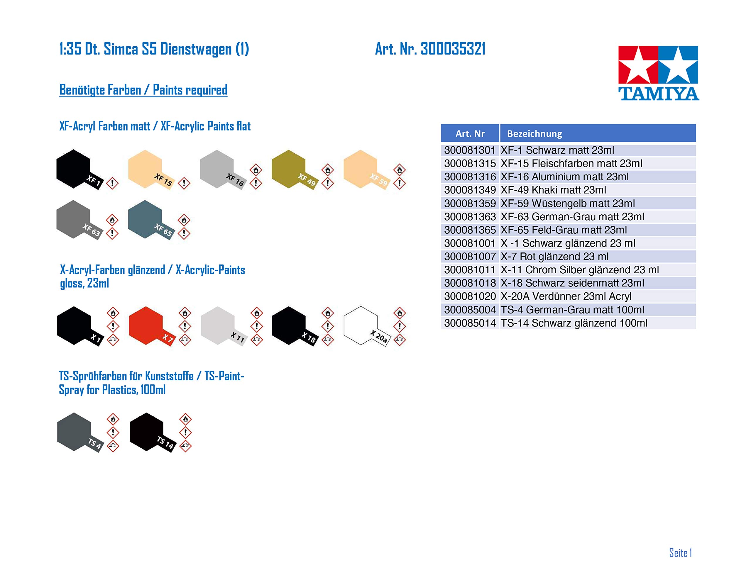 Tamiya Models Simca 5 Staff Car