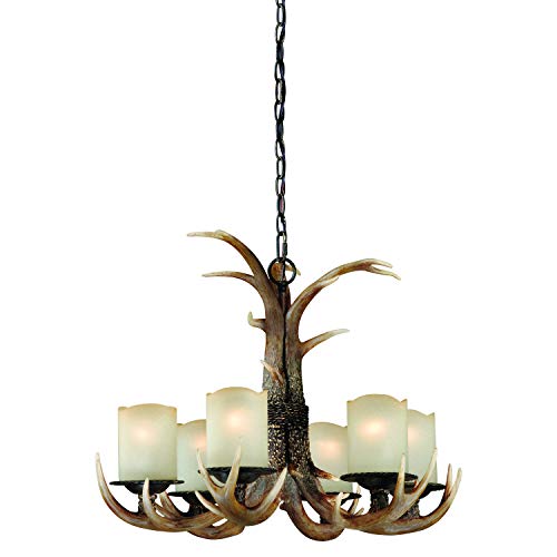 VAXCEL Yoho 6 Light Bronze Rustic Antler Chandelier