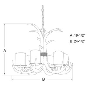 VAXCEL Yoho 6 Light Bronze Rustic Antler Chandelier