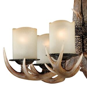 VAXCEL Yoho 6 Light Bronze Rustic Antler Chandelier