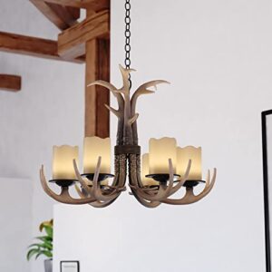 VAXCEL Yoho 6 Light Bronze Rustic Antler Chandelier