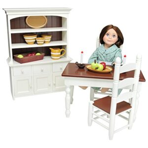 The Queen's Treasures 18 Inch Doll Furniture, Farmhouse Collection Fully Assembled Wooden Kitchen Table and Two Chairs, Compatible with American Girl Kitchen Furniture