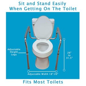 Carex Toilet Safety Frame - Toilet Safety Rails and Grab Bars for Seniors, Elderly, Disabled, Handicap - Easy Install with Adjustable Width/Height, Fits Most Toilets