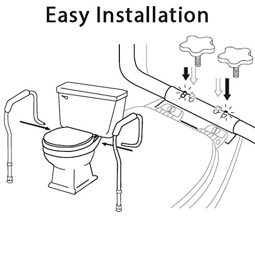 Carex Toilet Safety Frame - Toilet Safety Rails and Grab Bars for Seniors, Elderly, Disabled, Handicap - Easy Install with Adjustable Width/Height, Fits Most Toilets