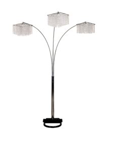 ore international 6932 3 light crystal inspirational arch floor lamp, 97" x 17.5" x 19", silver