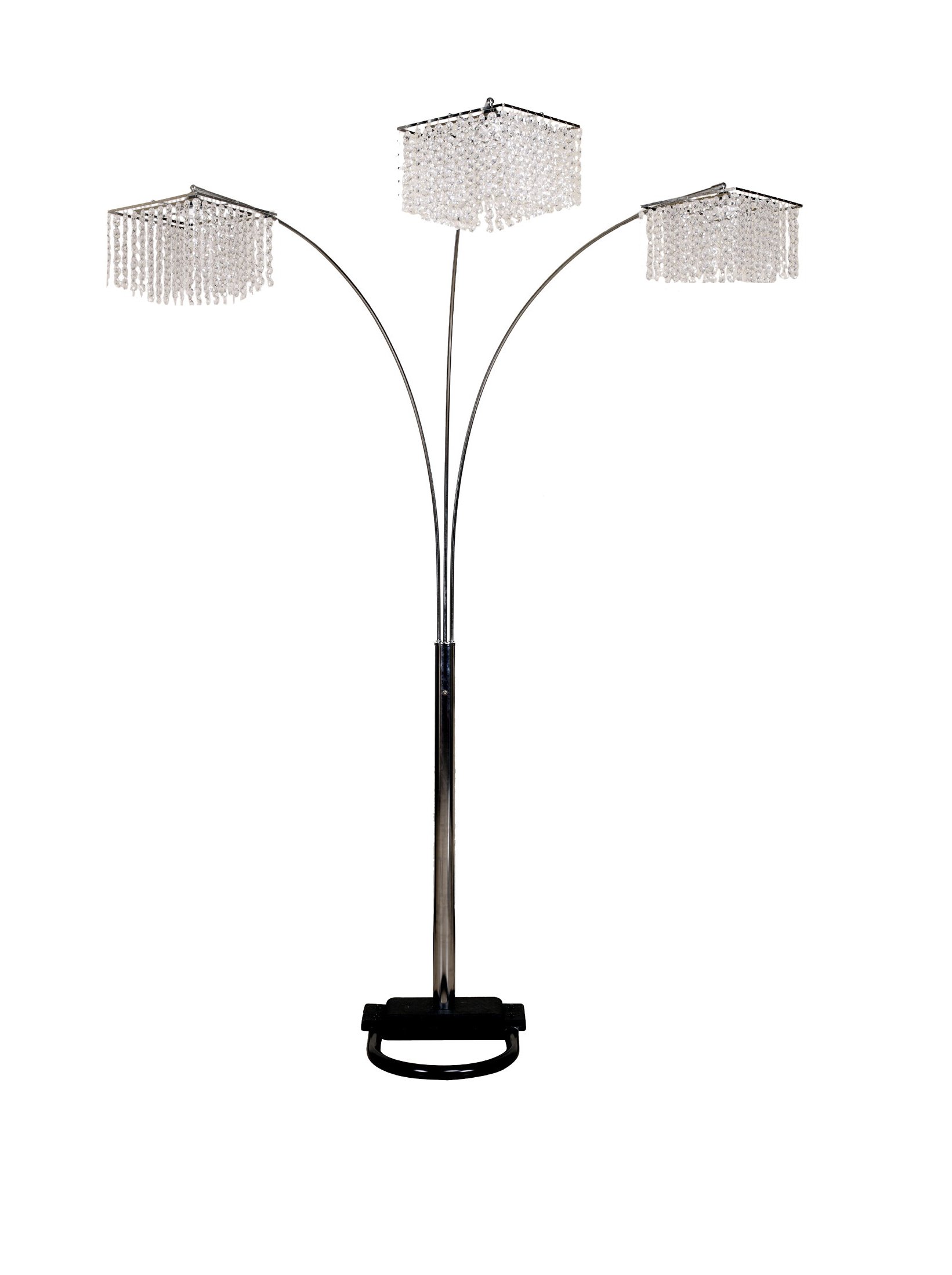 Ore International 6932 3 Light Crystal Inspirational Arch Floor Lamp, 97" x 17.5" x 19", Silver