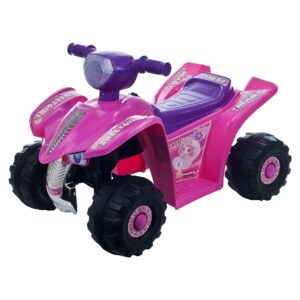 four wheeler for kids – battery powered electric quad – ride on toy atv with princess decals for children 3-6 years by lil’ rider (pink and purple)