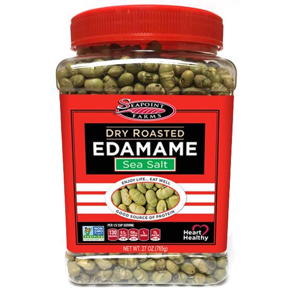 Seapoint Farms Dry Roasted Edamame, Sea Salt, Vegan, Gluten-Free, Kosher, and Non-GMO, Crunchy Snack for Healthy Snacking, 27oz. Jar