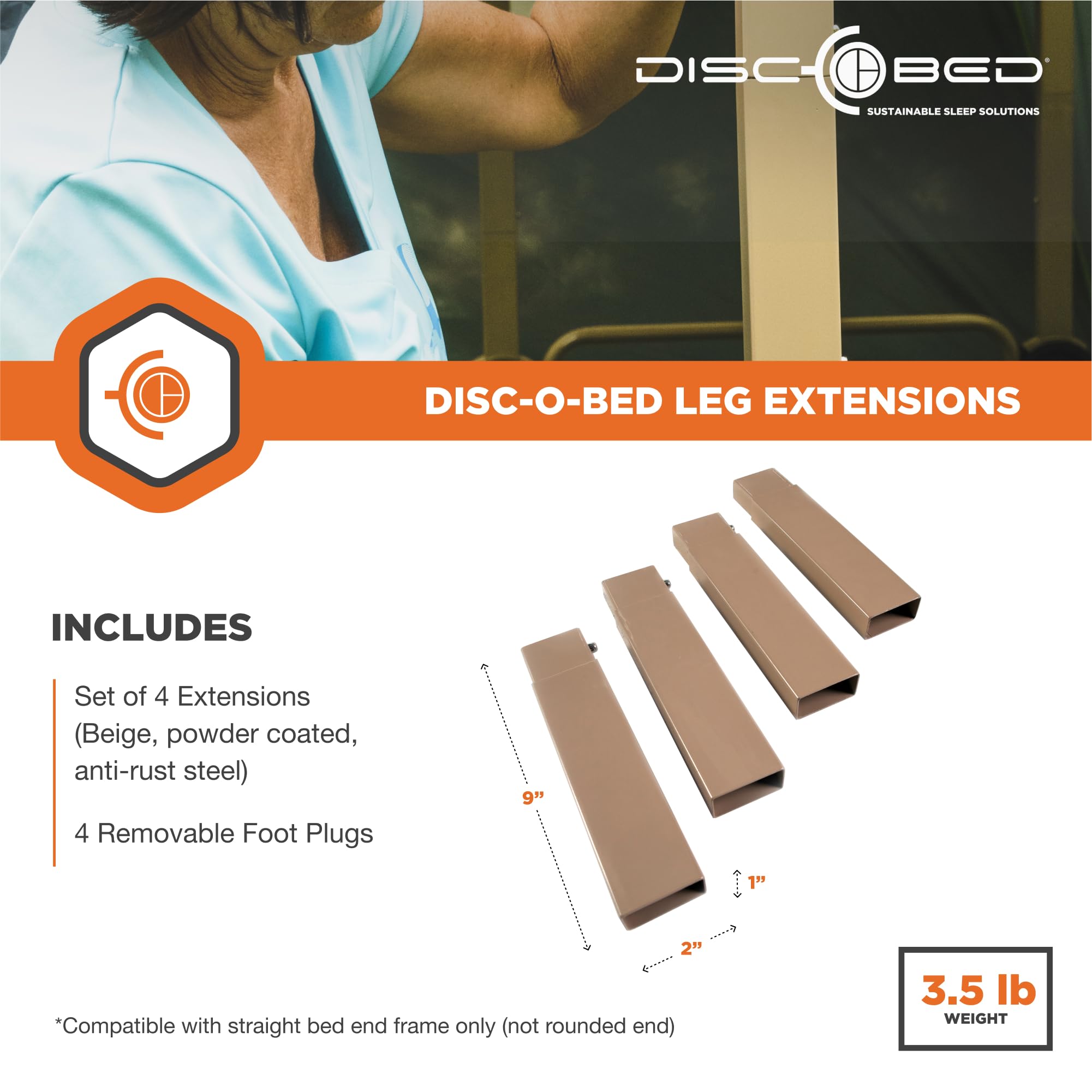 Disc-O-Bed Leg Extension Set - Enhanced Comfort, Set of 4