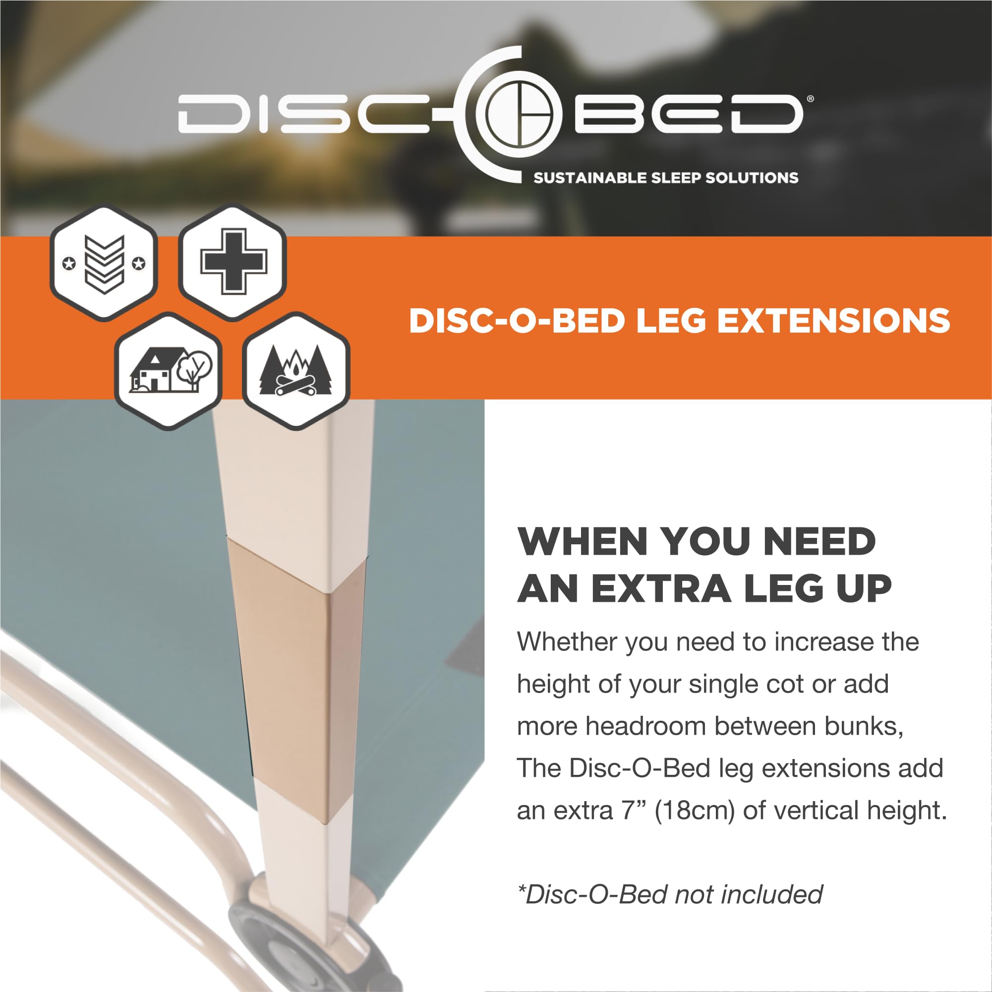 Disc-O-Bed Leg Extension Set - Enhanced Comfort, Set of 4