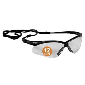 kleenguard™ v30 nemesis™ safety glasses (25676), clear lenses, black frame, unisex for men and women (qty 12)