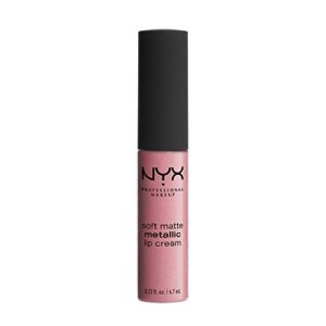 nyx professional makeup soft matte metallic lip cream, liquid lipstick - milan (dark pink-brown)