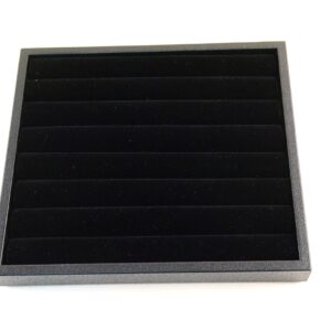 Regal Pak Black Half Size 1"H Stackable Plastic Tray With Black Half Size Ring Slot Foam 7-1/4" X 8-1/4" X 1"H (Jewelry Not Included)