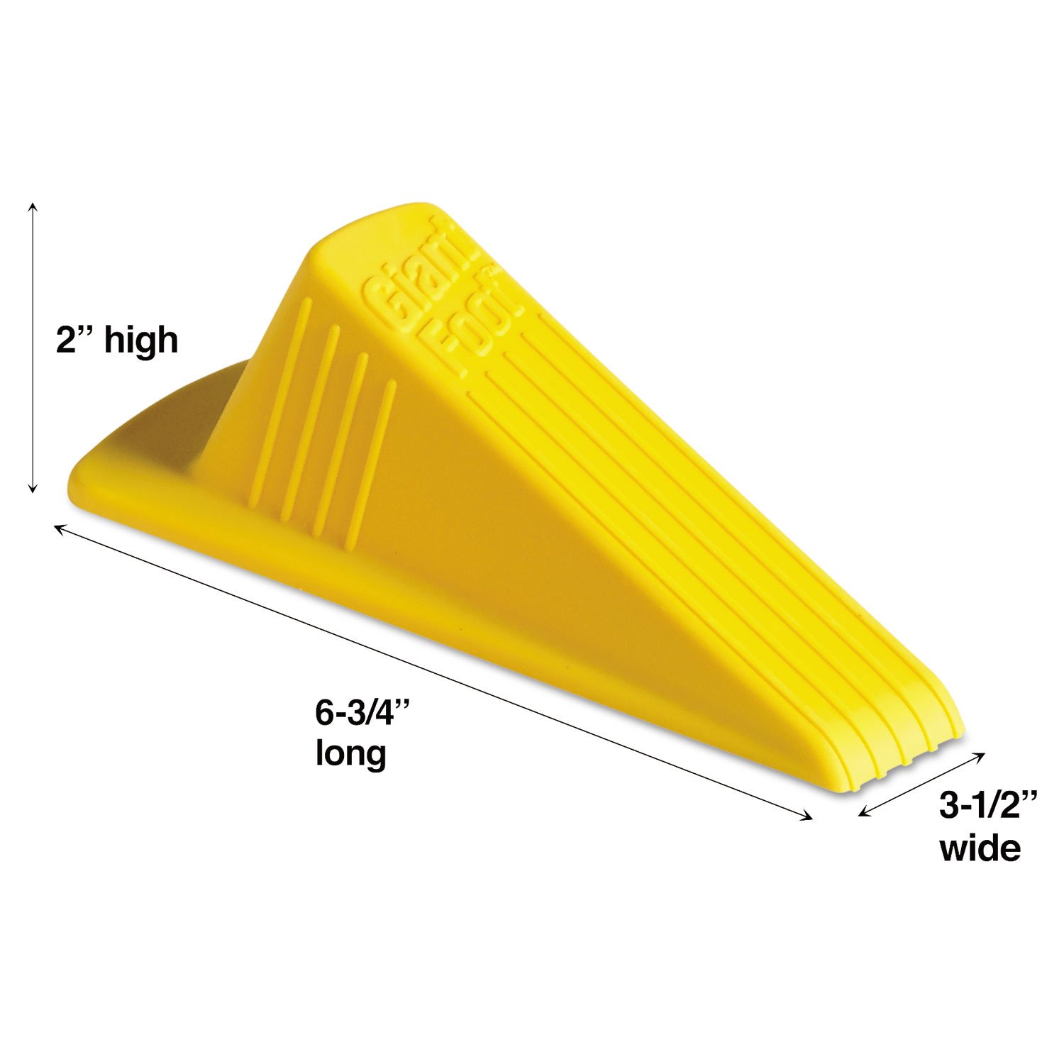 Master Caster 00966 Giant Foot Doorstop, No-Slip Rubber Wedge, 3-1/2w x 6-3/4d x 2h, Safety Yellow