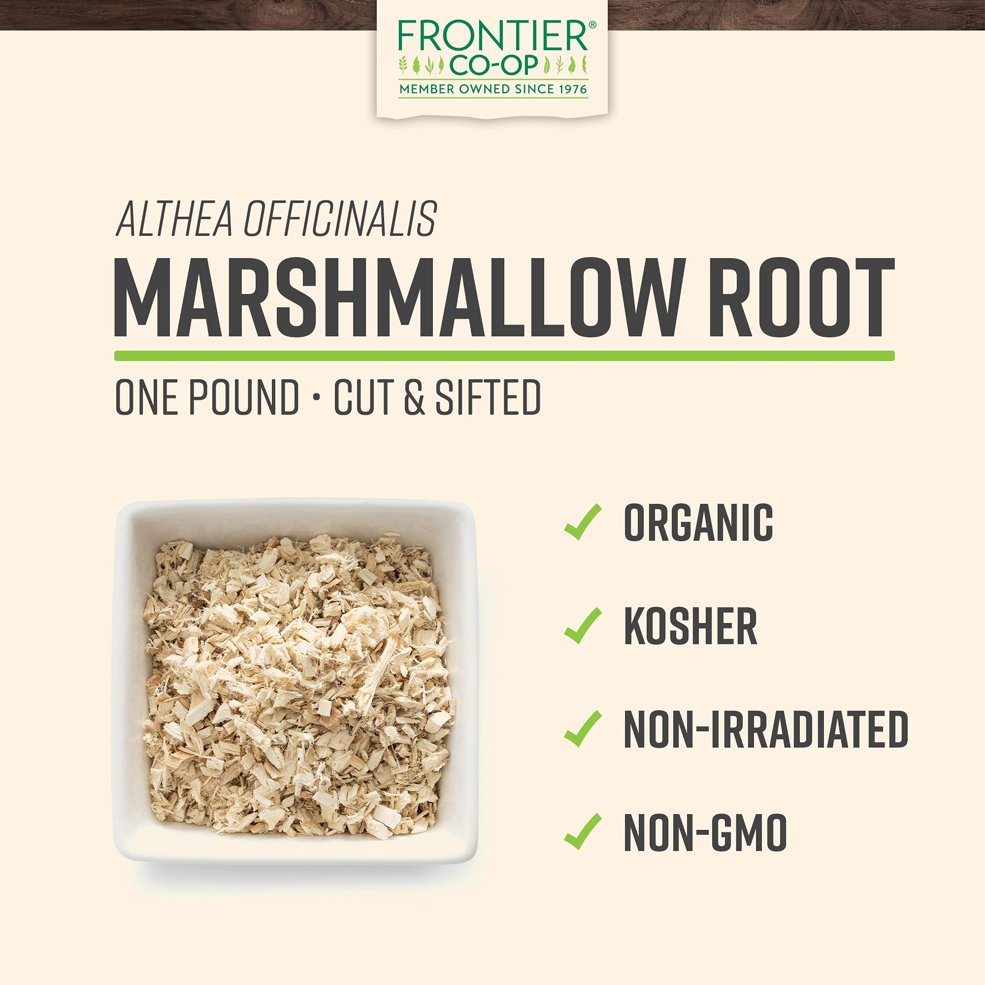 Frontier Co-op Organic Cut & Sifted Marshmallow Root 1lb - Marshmallow Root Tea, Marshmallow Root Powder, Capsules, Marshmallow Root Extract & More