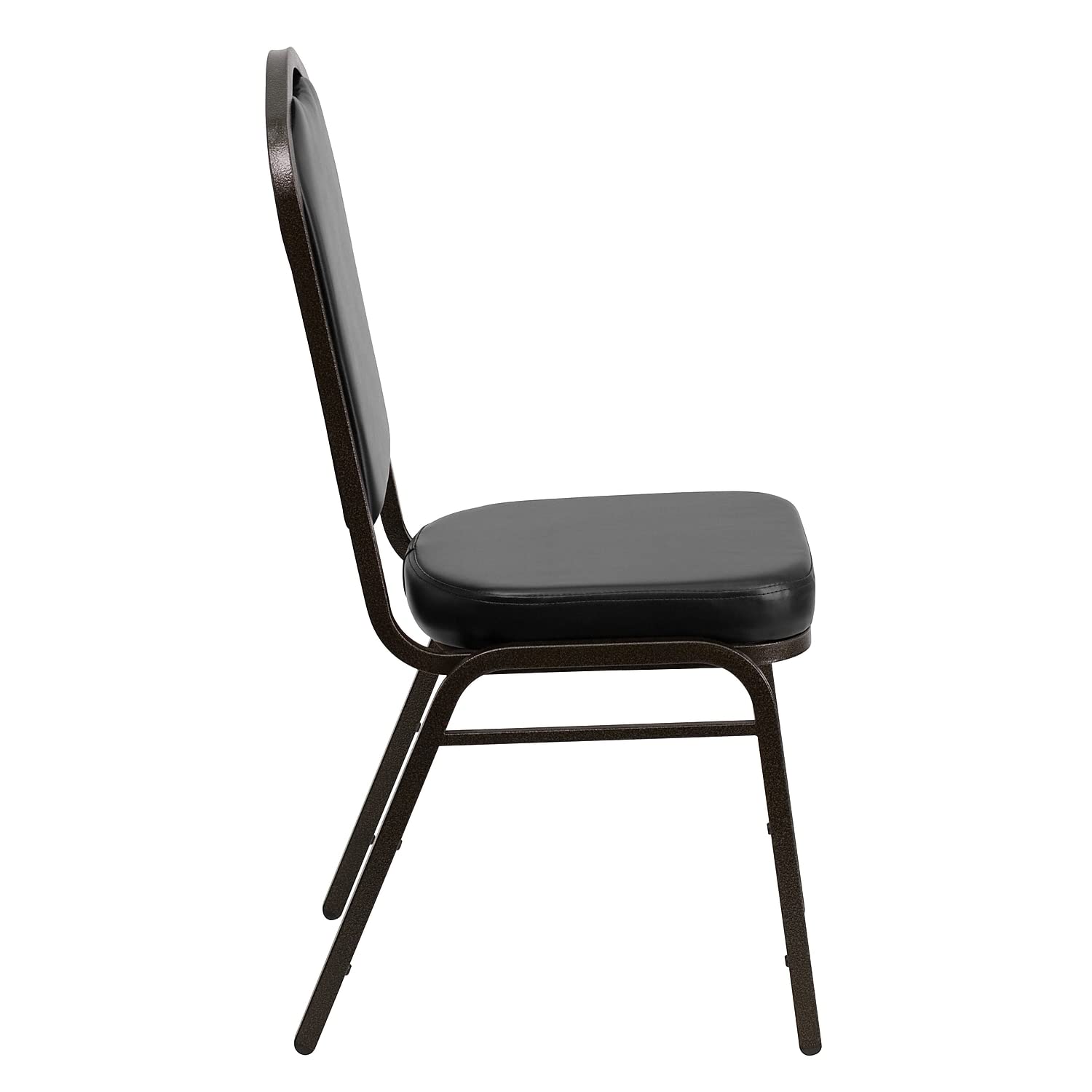 Flash Furniture HERCULES Series Crown Back Stacking Banquet Chair in Black Vinyl - Gold Vein Frame