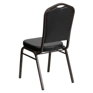 Flash Furniture HERCULES Series Crown Back Stacking Banquet Chair in Black Vinyl - Gold Vein Frame