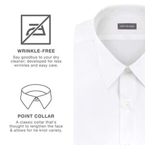 Van Heusen Men's Dress Shirt Regular Fit Poplin Solid, White, 16.5" Neck 34"-35" Sleeve