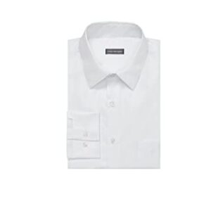 Van Heusen Men's Dress Shirt Regular Fit Poplin Solid, White, 16.5" Neck 34"-35" Sleeve