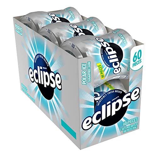 ECLIPSE Polar Ice Sugar Free Chewing Gum Bulk Pack, 60 Piece Bottle (Pack of 6)