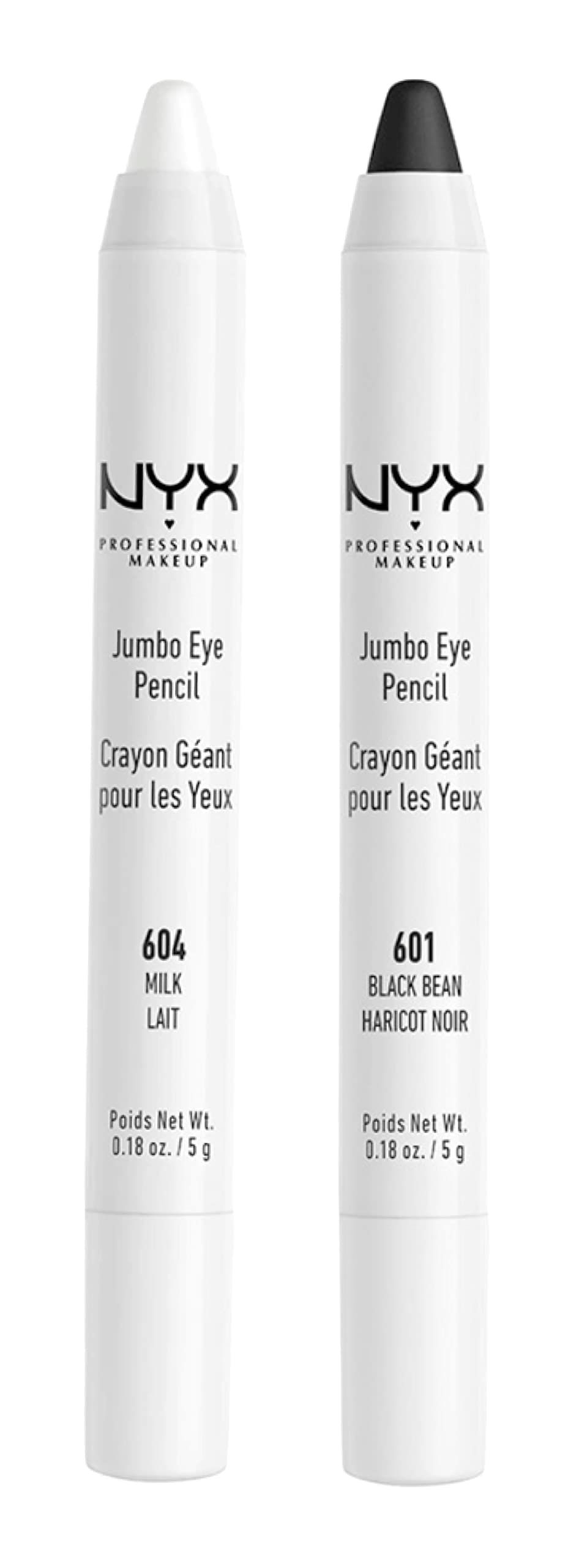 2 NYX Jumbo Eye Pencil - Set (604,601)Milk,Black Bean