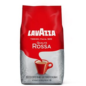 Lavazza Qualita Rossa - 2.2LB Bag of Espresso Beans - Authentic Italian, Blended and Roasted in Italy, Chocolate Flavour, Full Body and Intense Aromas