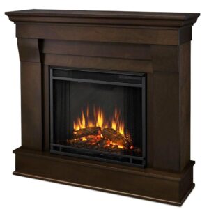 real flame 5910e-dw chateau fireplace, small, dark walnut