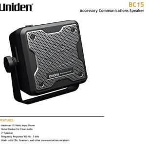 Uniden (BC15) Bearcat 15-Watt External Communications Speaker. Durable Rugged Design, Perfect for Amplifying Uniden Scanners, CB Radios, and Other Communications Receivers, Black