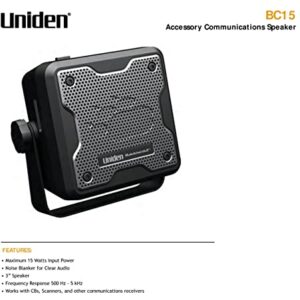 Uniden (BC15) Bearcat 15-Watt External Communications Speaker. Durable Rugged Design, Perfect for Amplifying Uniden Scanners, CB Radios, and Other Communications Receivers, Black