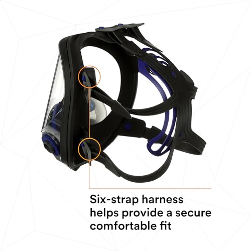 3M Ultimate FX Full Facepiece Reusable Respirator, FF-403, NIOSH, ANSI, Six-Strap Harness for a Secure Comfortable Fit, Cool Flow Valve, Passive Speaking Diaphragm, Large