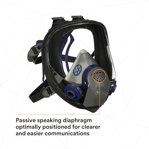 3M Ultimate FX Full Facepiece Reusable Respirator, FF-403, NIOSH, ANSI, Six-Strap Harness for a Secure Comfortable Fit, Cool Flow Valve, Passive Speaking Diaphragm, Large