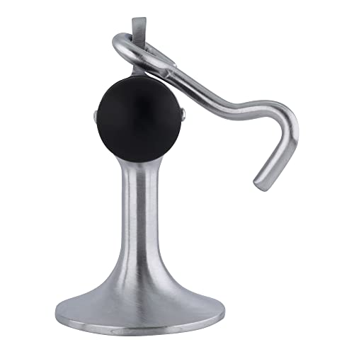 Aluminum Finish Floor Mounted Heavy Duty Door Stop with Hook and Holder