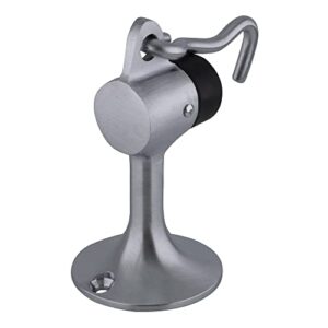 Aluminum Finish Floor Mounted Heavy Duty Door Stop with Hook and Holder