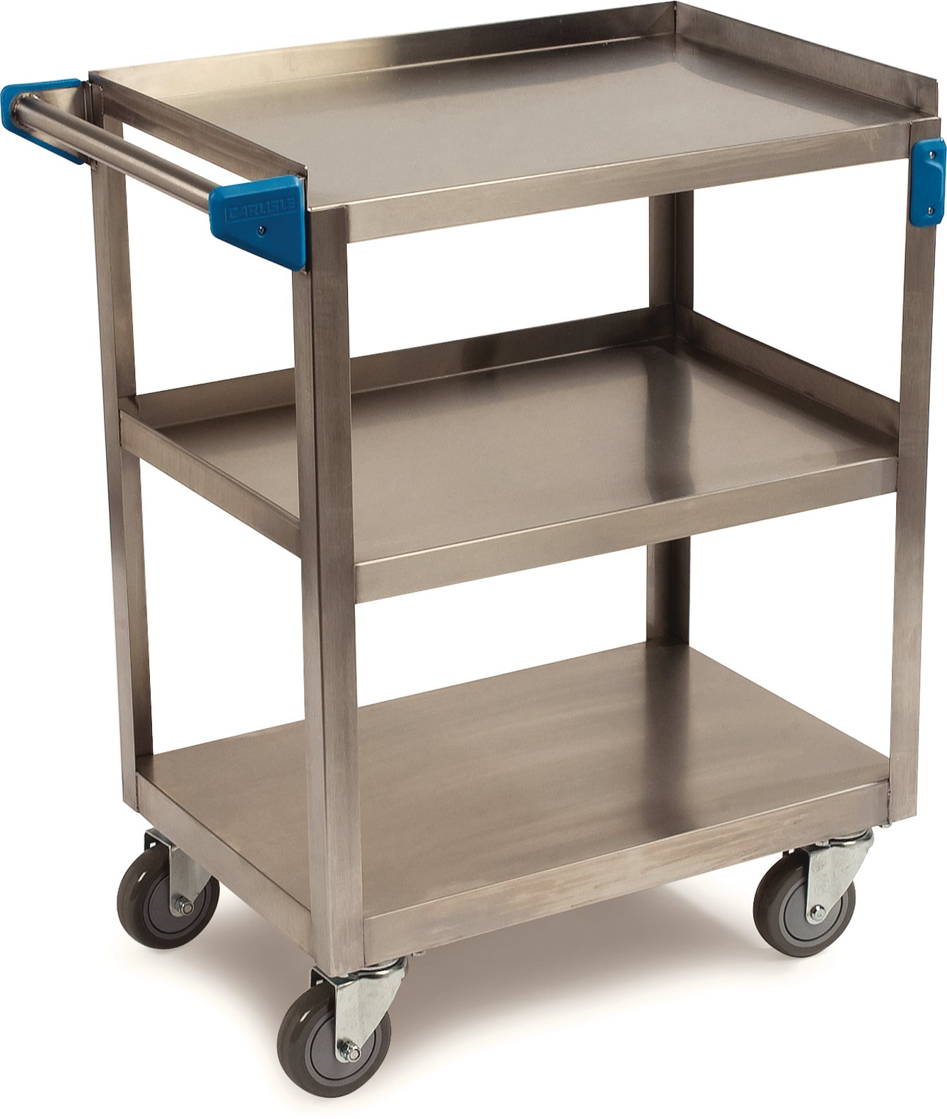 Carlisle FoodService Products Stainless Steel 3 Shelf Utility Cart, 15.5" x 24", Silver, 300 Pound Capacity