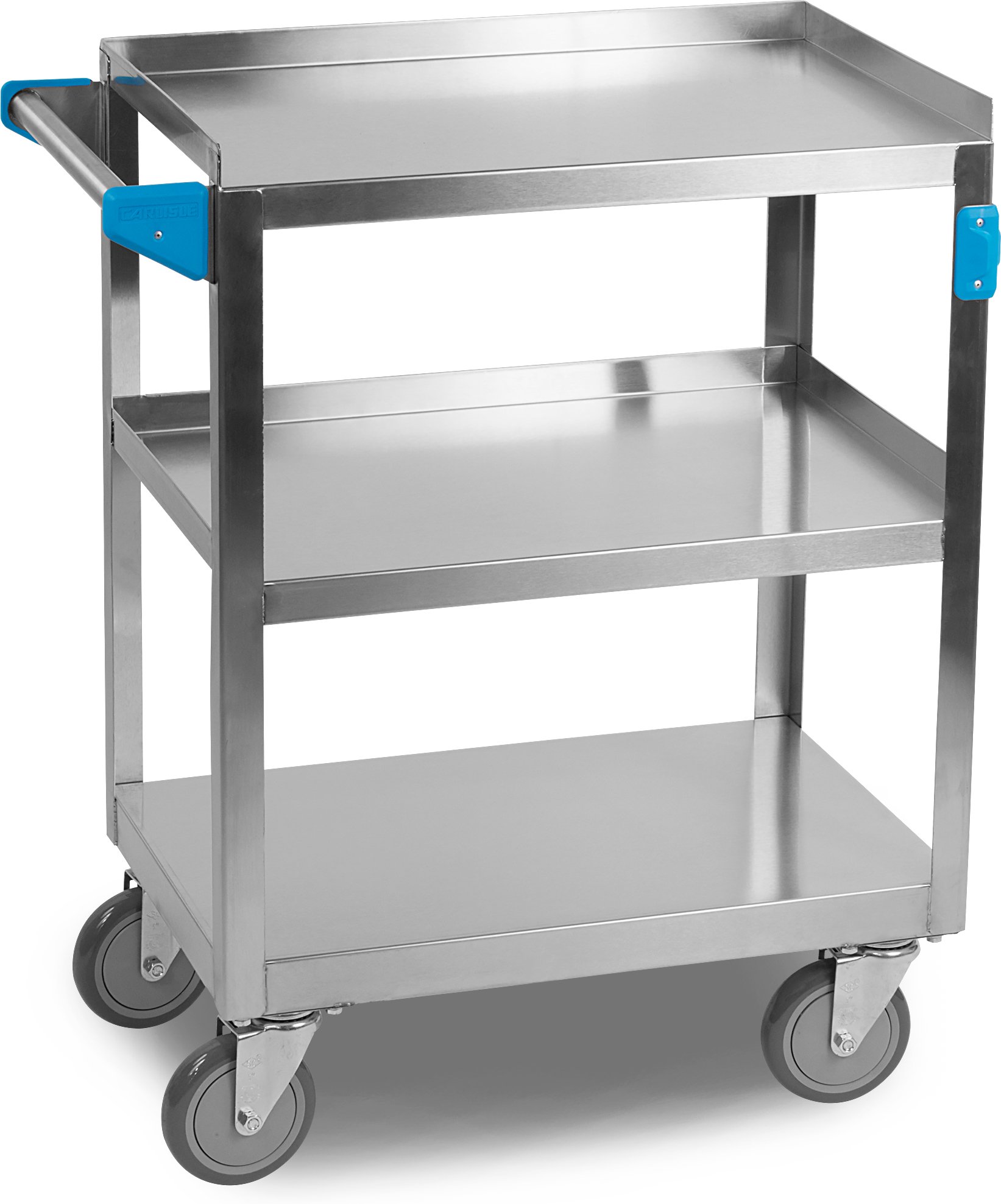 Carlisle FoodService Products Stainless Steel 3 Shelf Utility Cart, 15.5" x 24", Silver, 300 Pound Capacity