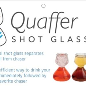 QUAFFER Double Bubble Layered Shot Glass Plus Recipe Card – Chaser Shot Glass Jigger for Smooth Shots – Fun Unique Split Shot Glasses Barware (1.25oz Top & 2.25oz Bottom, Set of 4)