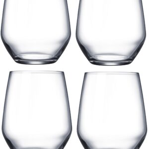 Circleware Basic Stemless White-Red Wine Drinking Glasses, Set of 4, 16 ounce, Limited Edition Glassware