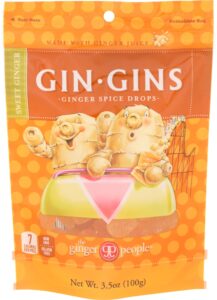 gin gins spice drops ginger candy by the ginger people – anti-nausea and digestion aid, individually wrapped healthy candy – 3.5 oz bags - pack of 1