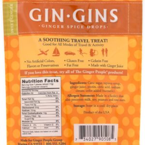 GIN GINS Spice Drops Ginger Candy by The Ginger People – Anti-Nausea and Digestion Aid, Individually Wrapped Healthy Candy – 3.5 oz Bags - Pack of 1