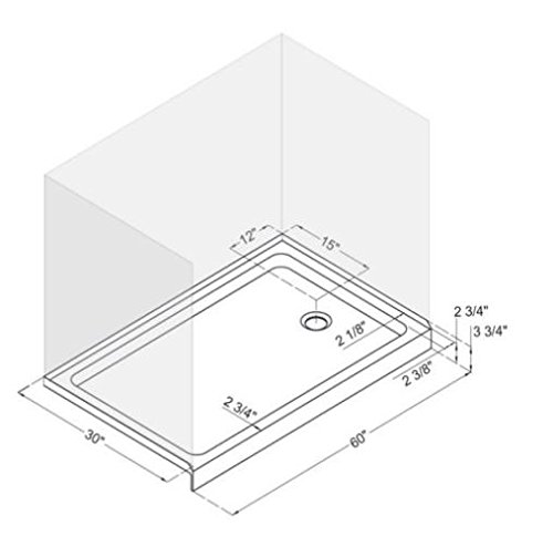 DreamLine SlimLine 30 in. D x 60 in. W x 2 3/4 in. H Right Drain Single Threshold Shower Base in White, DLT-1130602