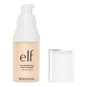 e.l.f. cosmetics illuminating face primer, use as a base for your makeup, leaves skin glowing, 0.47 fl. oz.