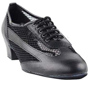 women's ballroom dance shoes salsa latin practice dance shoes black leather 2009eb comfortable - very fine 1.5" heel 6 m us [bundle of 5]