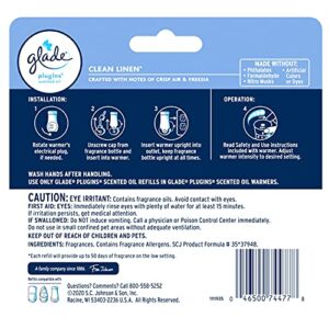 Glade PlugIns Refills Air Freshener, Scented and Essential Oils for Home and Bathroom, Clean Linen, 2.01 Fl Oz, 3 Count