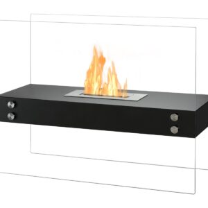 Freestanding Ventless Bio Ethanol Fireplace - Vitrum H Black | Ignis