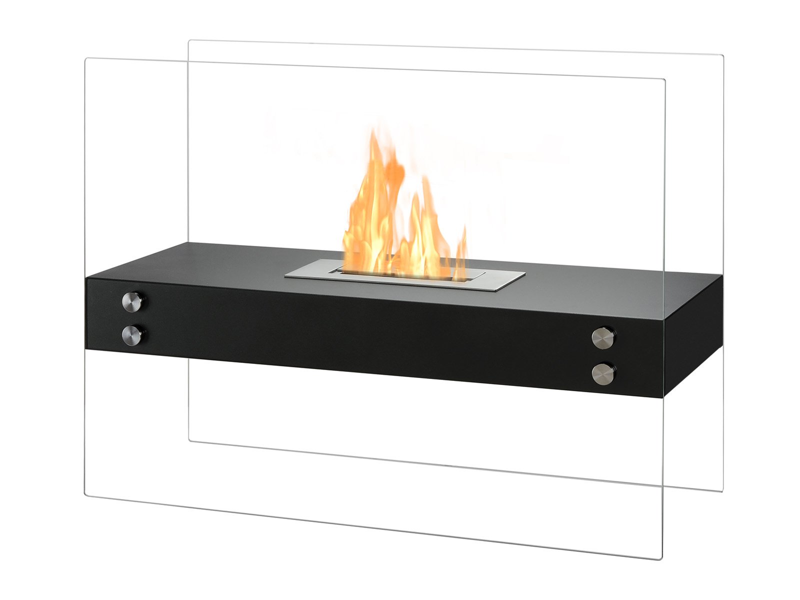 Freestanding Ventless Bio Ethanol Fireplace - Vitrum H Black | Ignis