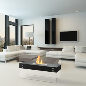 Freestanding Ventless Bio Ethanol Fireplace - Vitrum H Black | Ignis